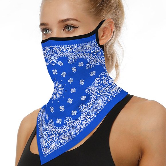 Accessories | Blue White Stretchable Scarf Mask | Poshmark